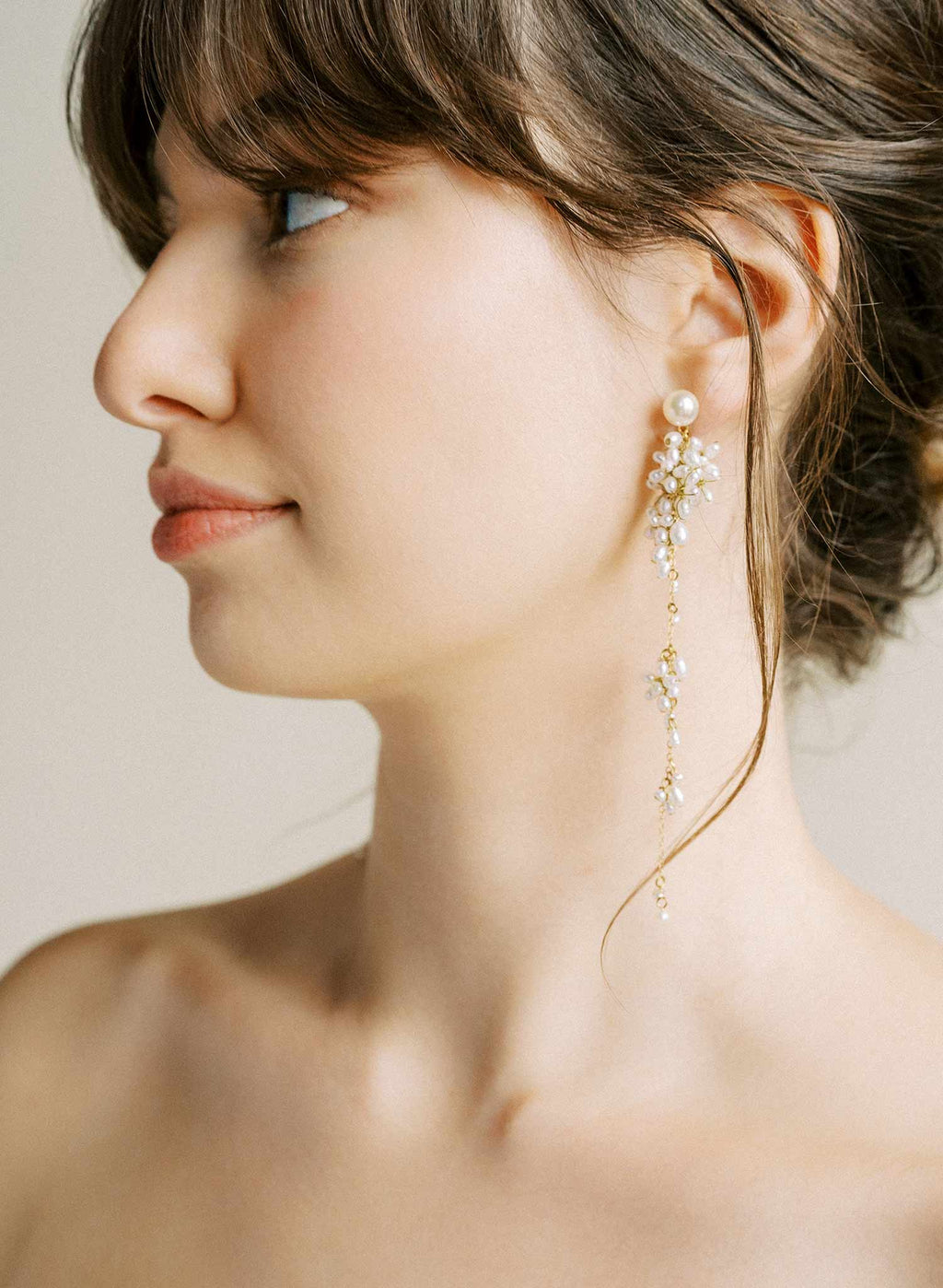 Freshwater pearl daisy cluster drop earrings - Style #2572