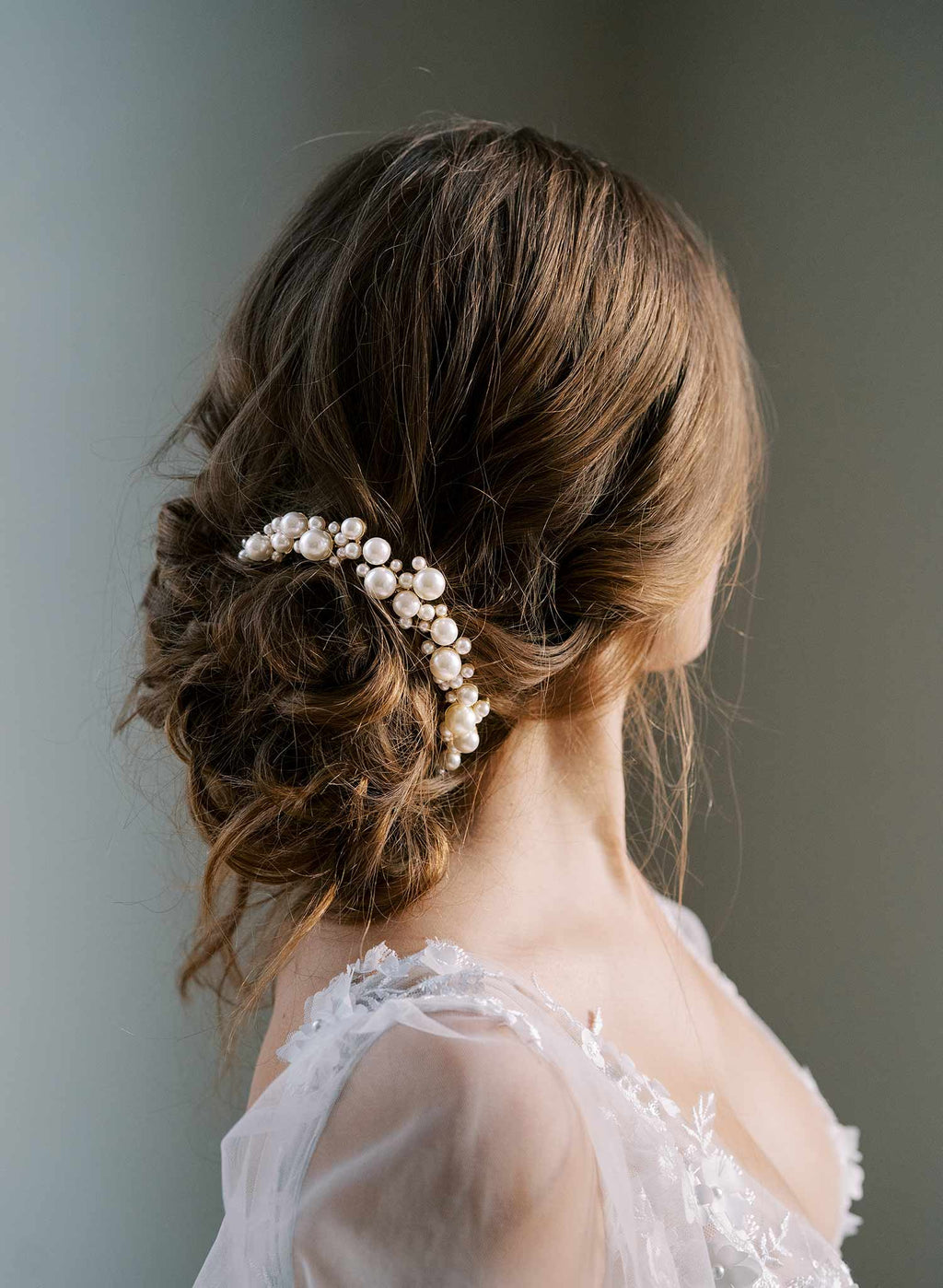 Elegant pearl wedding comb - Pearl droplets hair comb - Style #2423