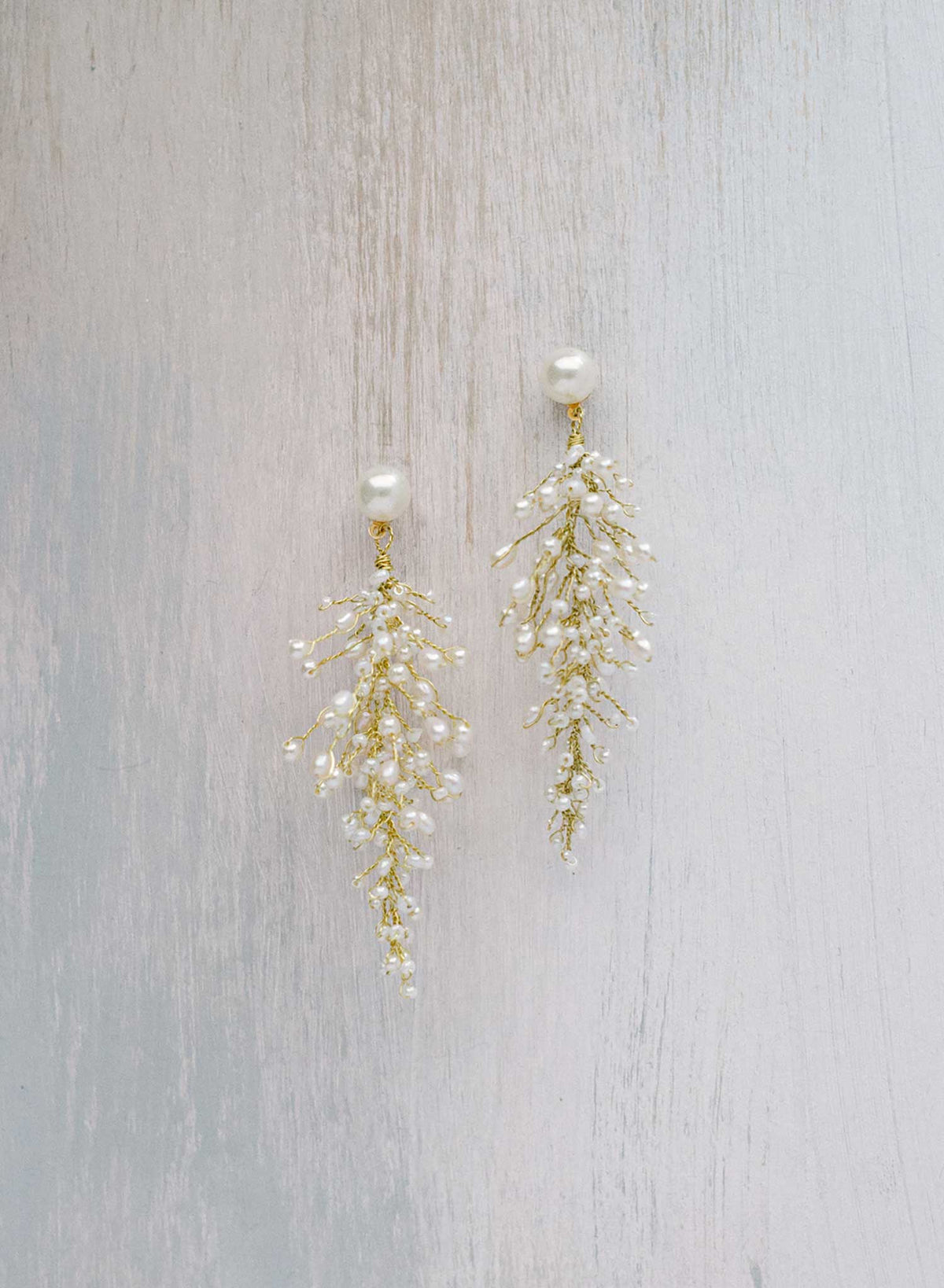 Intricate handmade pearl earrings - Pearl wisteria bridal earrings ...