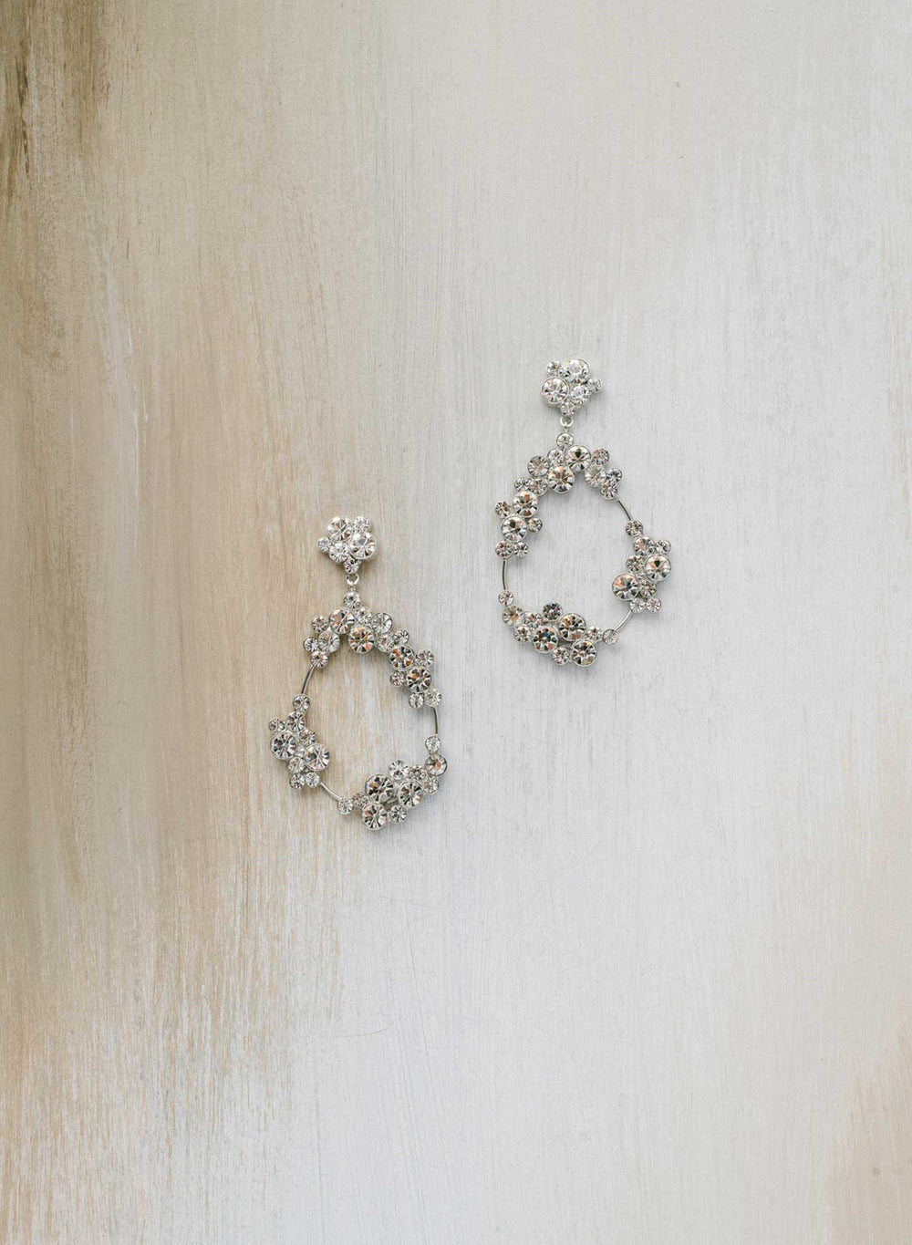 Sparkling crystal bridal earrings - Champagne bubbles teardrop loop ...