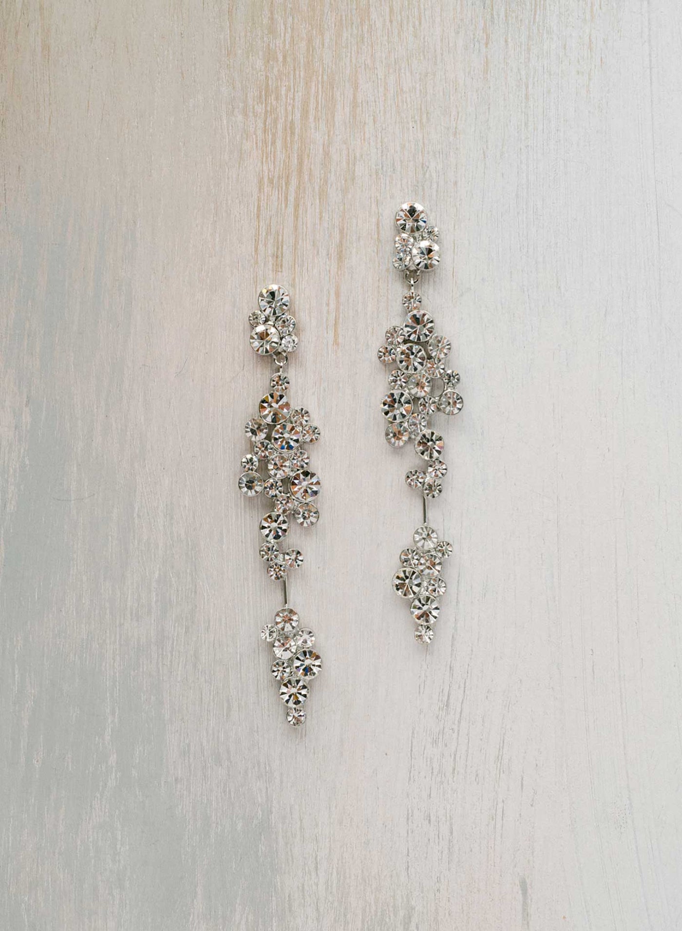 Sparkling crystal bridal earrings - Champagne bubbles linear drop ...