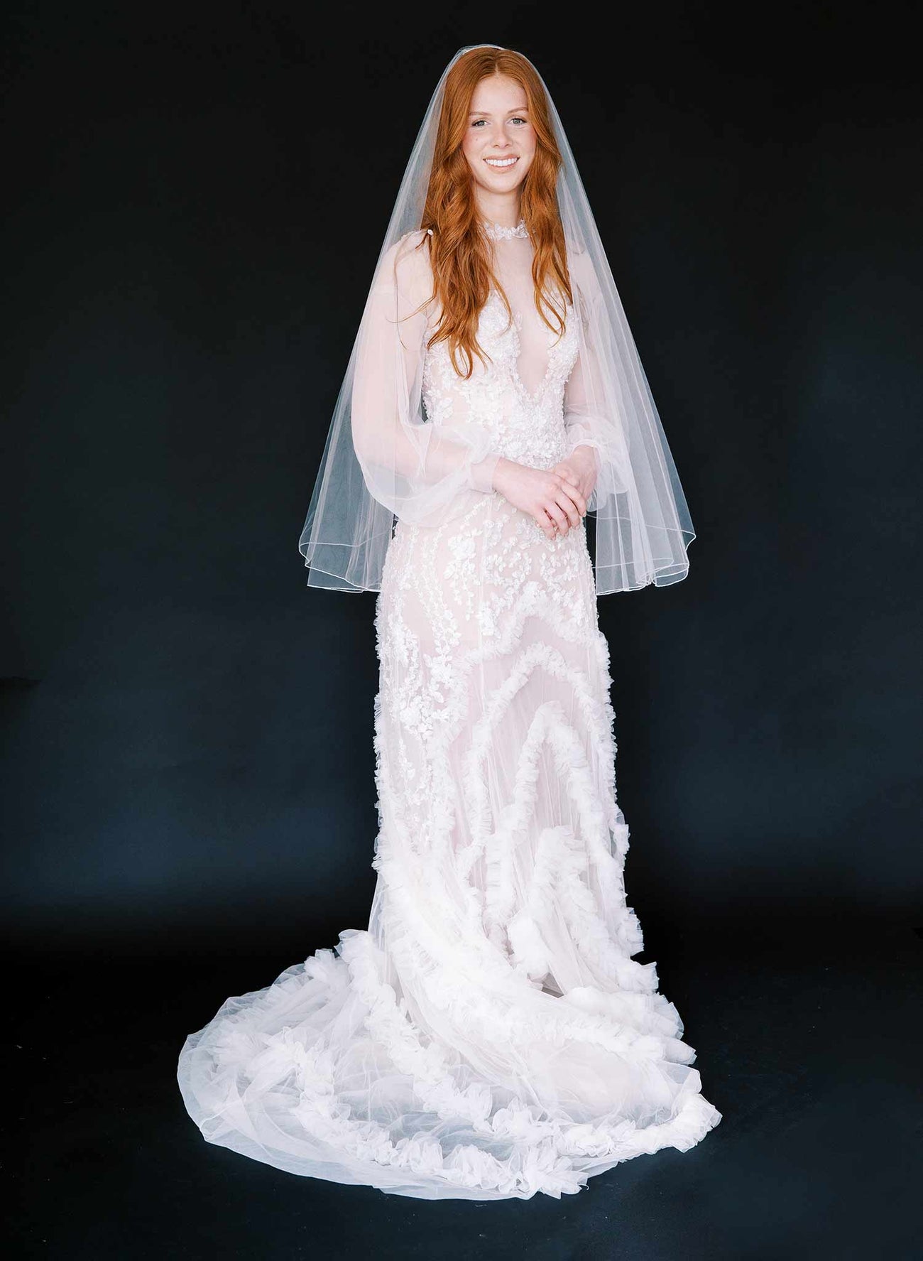 Bordered single layer wedding veil - Merrow edge simple veil - Style #2464