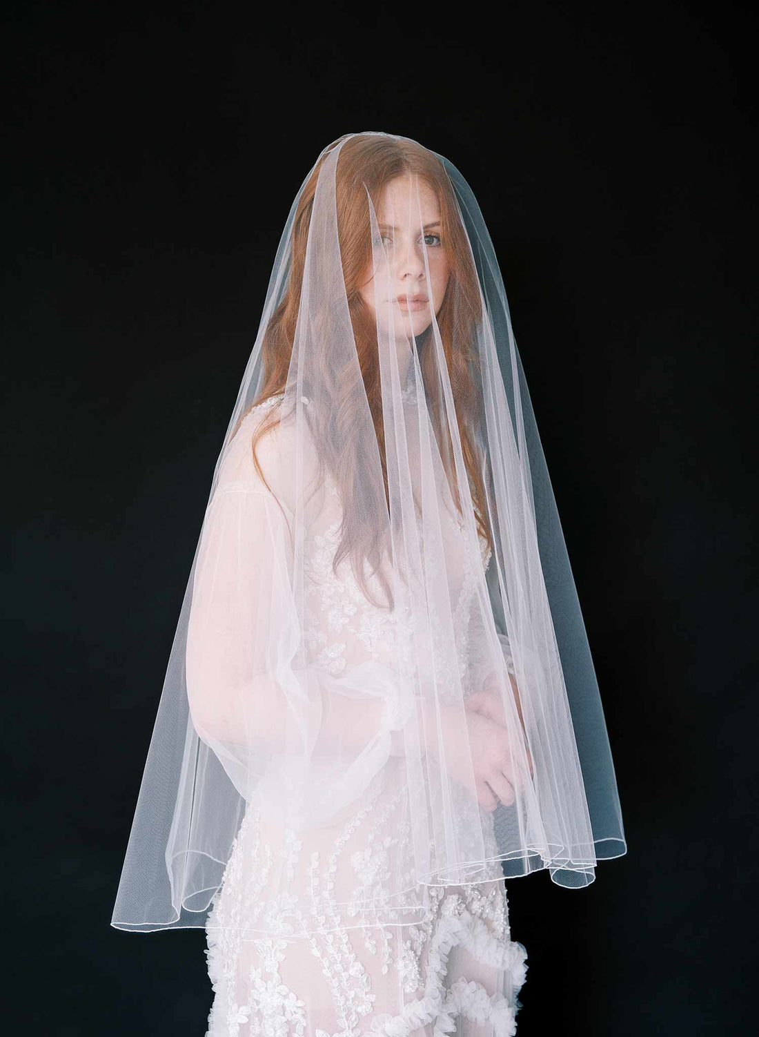 Bordered single layer wedding veil - Merrow edge simple veil - Style #2464