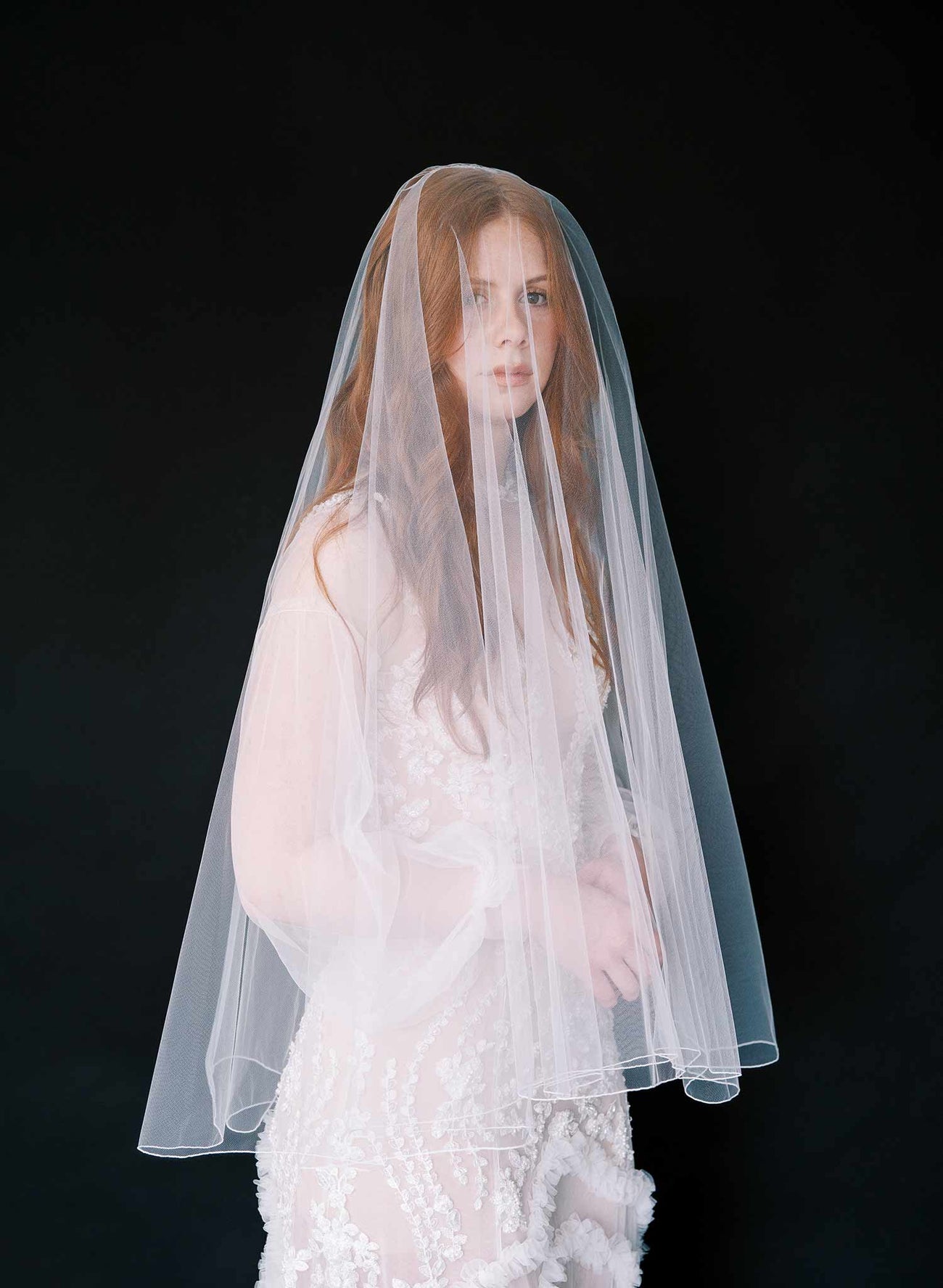 Bordered single layer wedding veil - Merrow edge simple veil - Style #2464