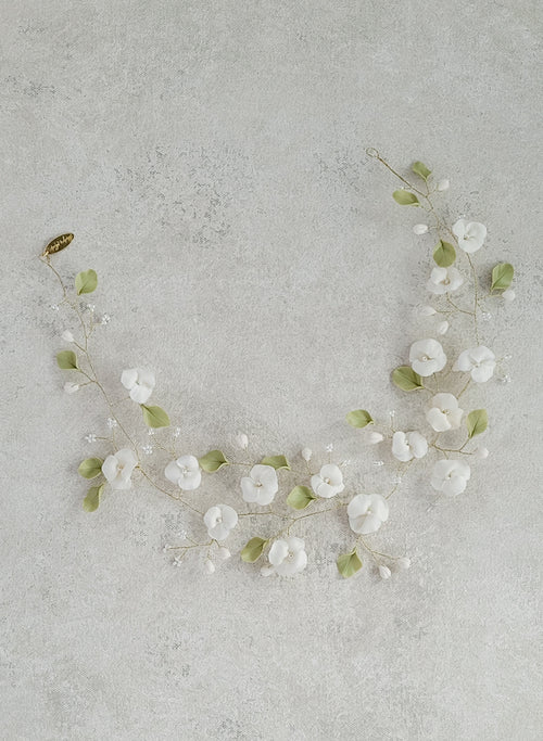 Wispy peony bridal hair vine - Style #2562