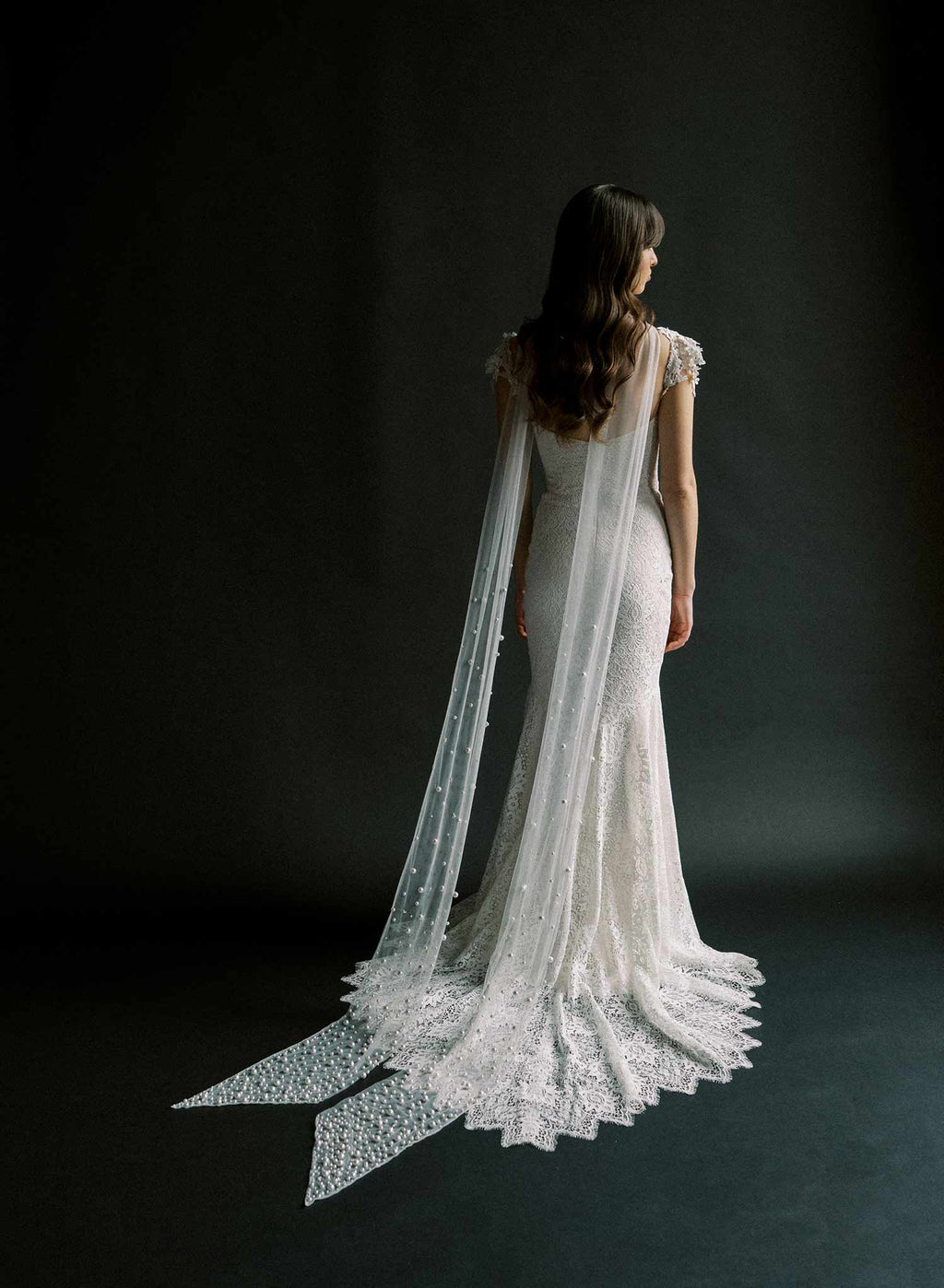 Bridal tulle and pearl scarf, wrap - Pearl embroidered bridal scarf ...
