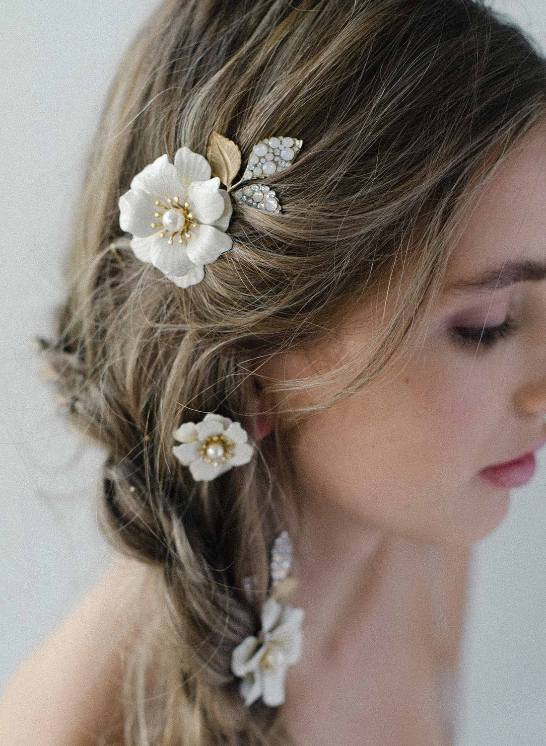 Bridal headpiece combs flowers - Regal enamel flower hair pin and comb ...