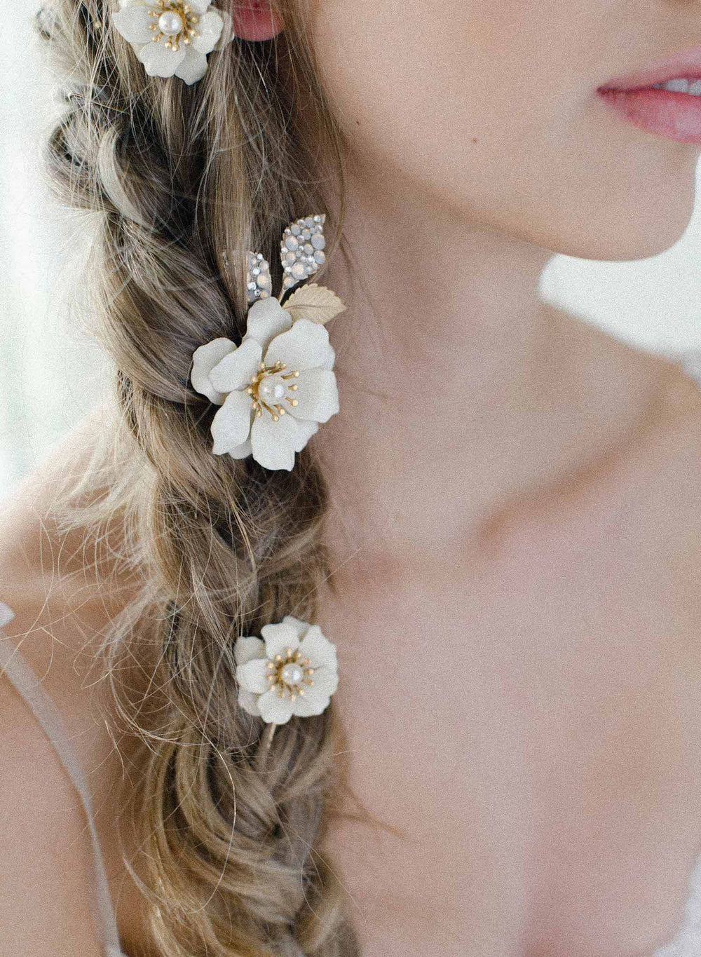 Bridal headpiece combs flowers - Regal enamel flower hair pin and comb ...
