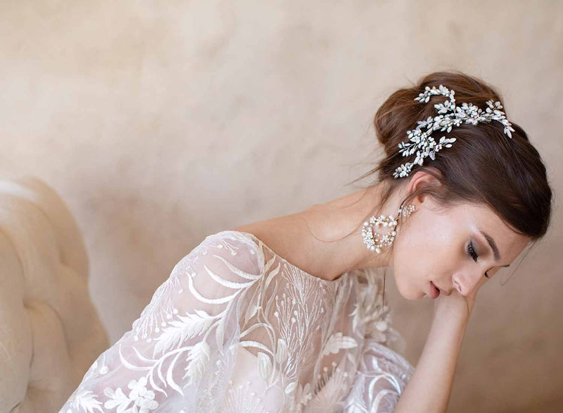 Kora pearl bridal earrings by Twigs and Honey - Baby's breath bridal ...