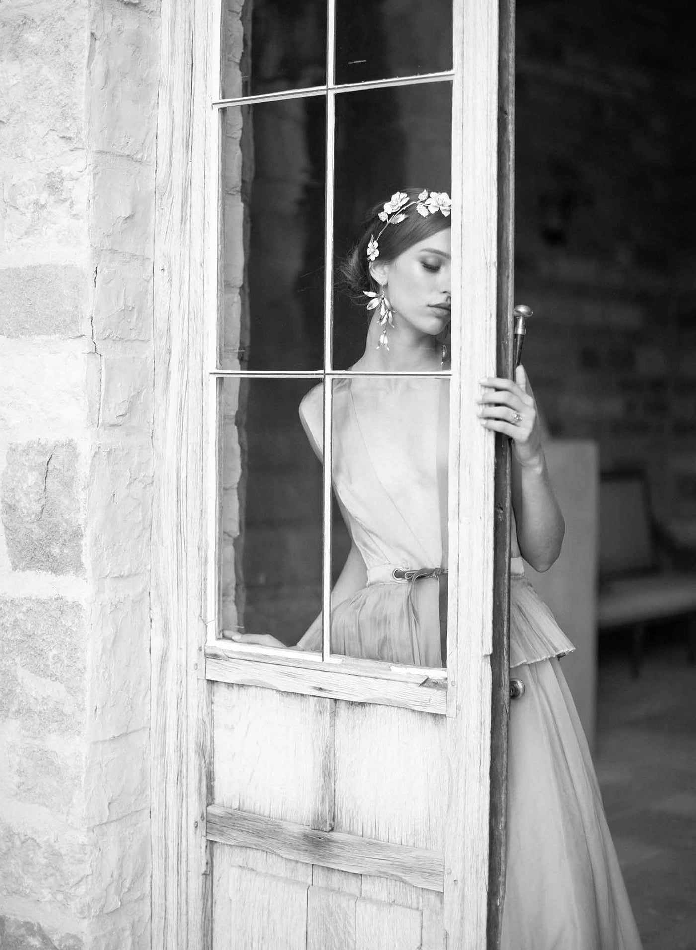 Bridal gold earrings - Grecian high drama wing earrings - Style #2074