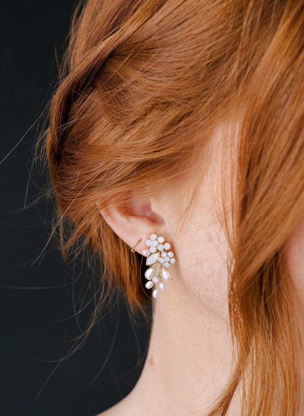 Bridal pearl earrings with crystals - Freshwater pearl and crystal ...