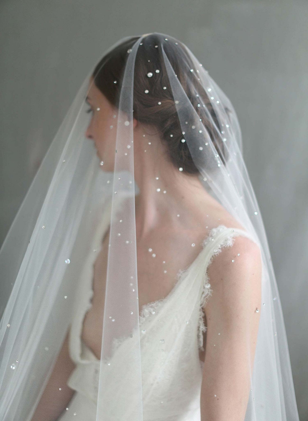 Crystal bridal veil - Shimmering starry crystal veil - Style #712