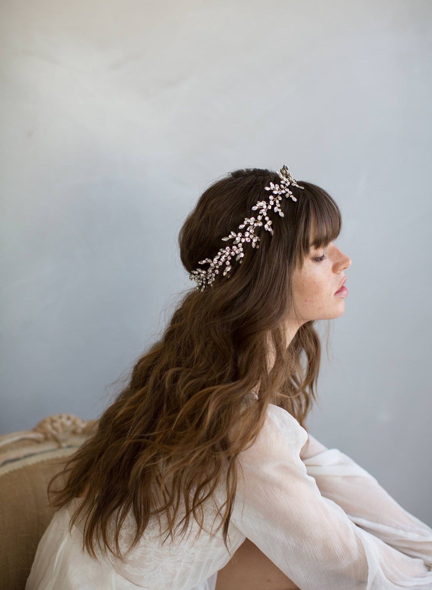 Bridal headpiece, hair vine, dramatic crystal headpiece - Style #798