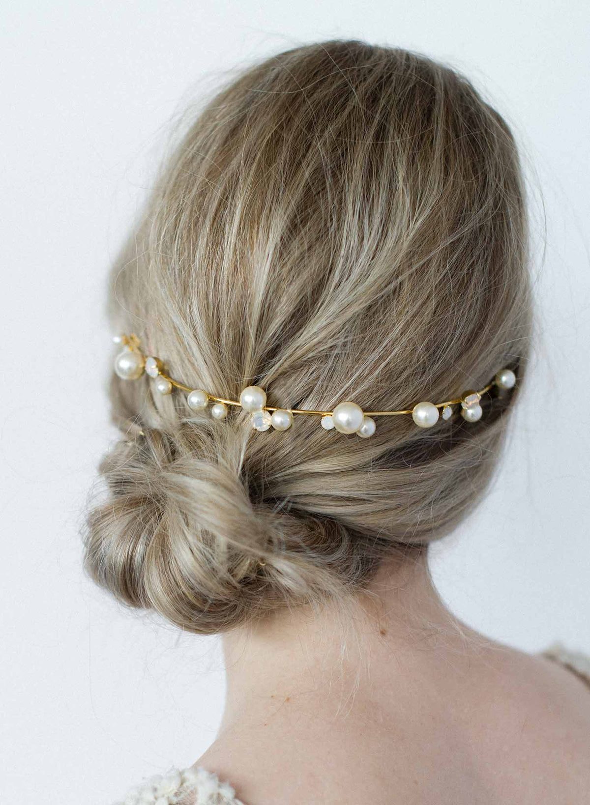 Bridal headpiece, pearl headpiece, opal- opal/ivory/gold - Style #9004