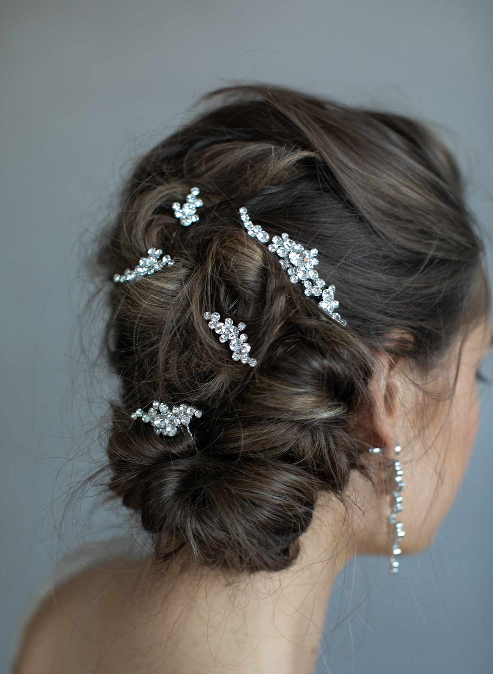 Bridal crystal comb and pin set of 5 - Champagne bubbles crystal hair ...