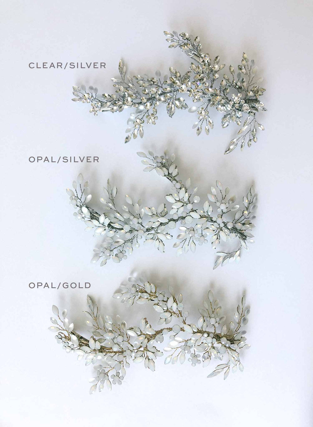 Opal and moonstone crystal headpiece, bridal - Crystal ferns hair clip ...